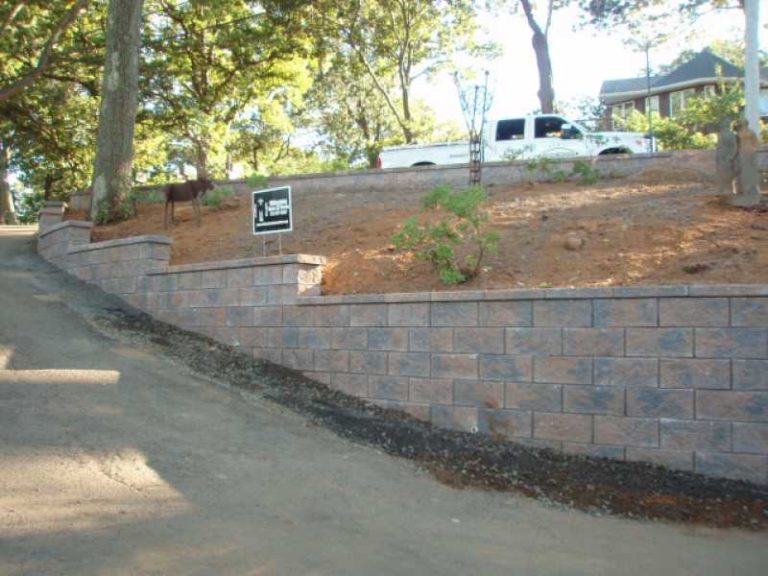 Custom Retaining wall Along Driveway in New Jersey | Millenium Stoneworks